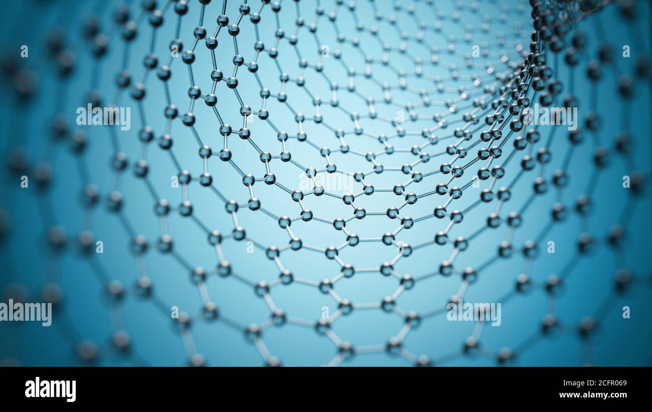 Graphene molecular grid, graphene tube structure concept, hexagonal ...