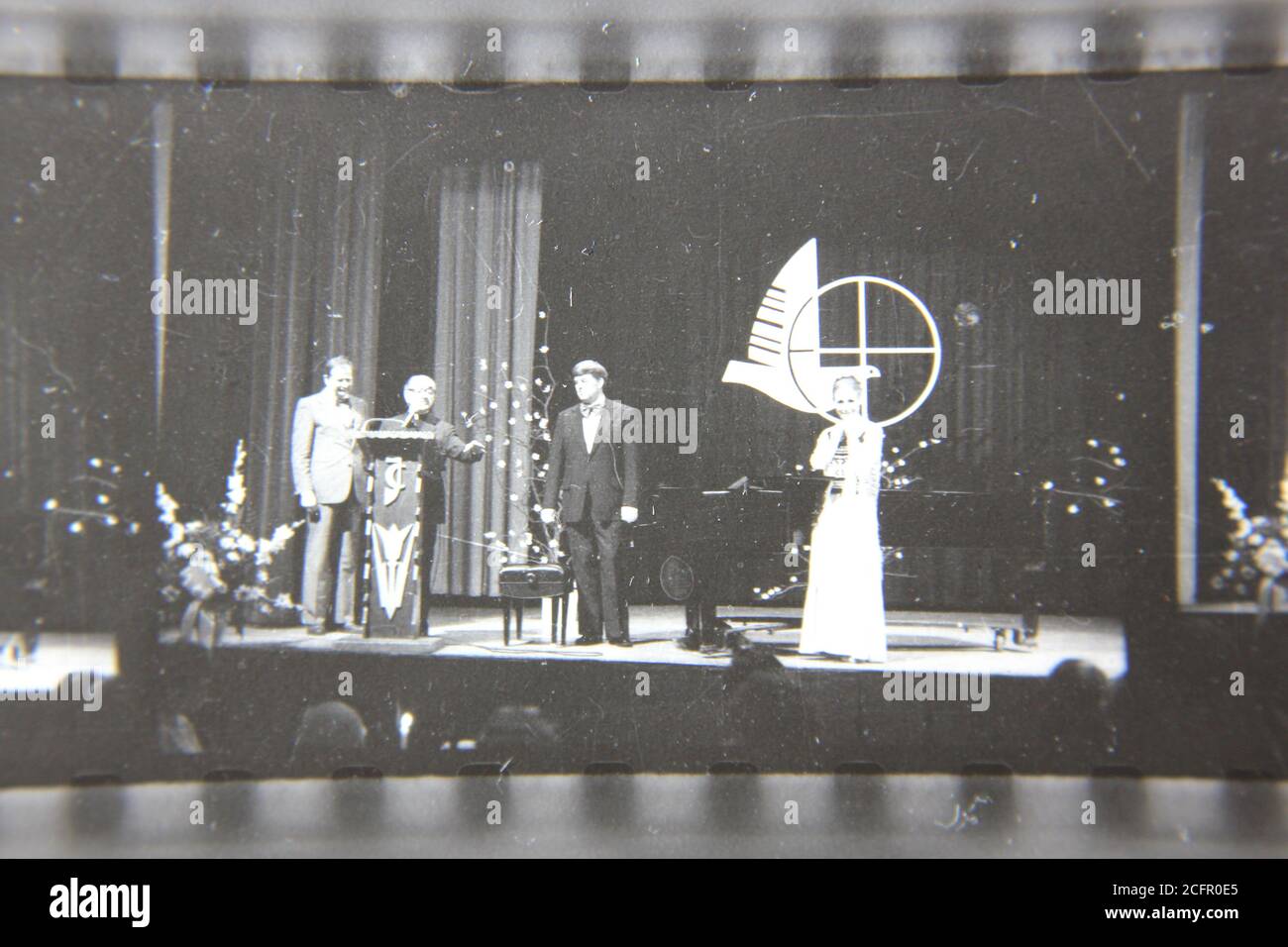 Fine 1970s vintage black and white photography of a young woman singing ...