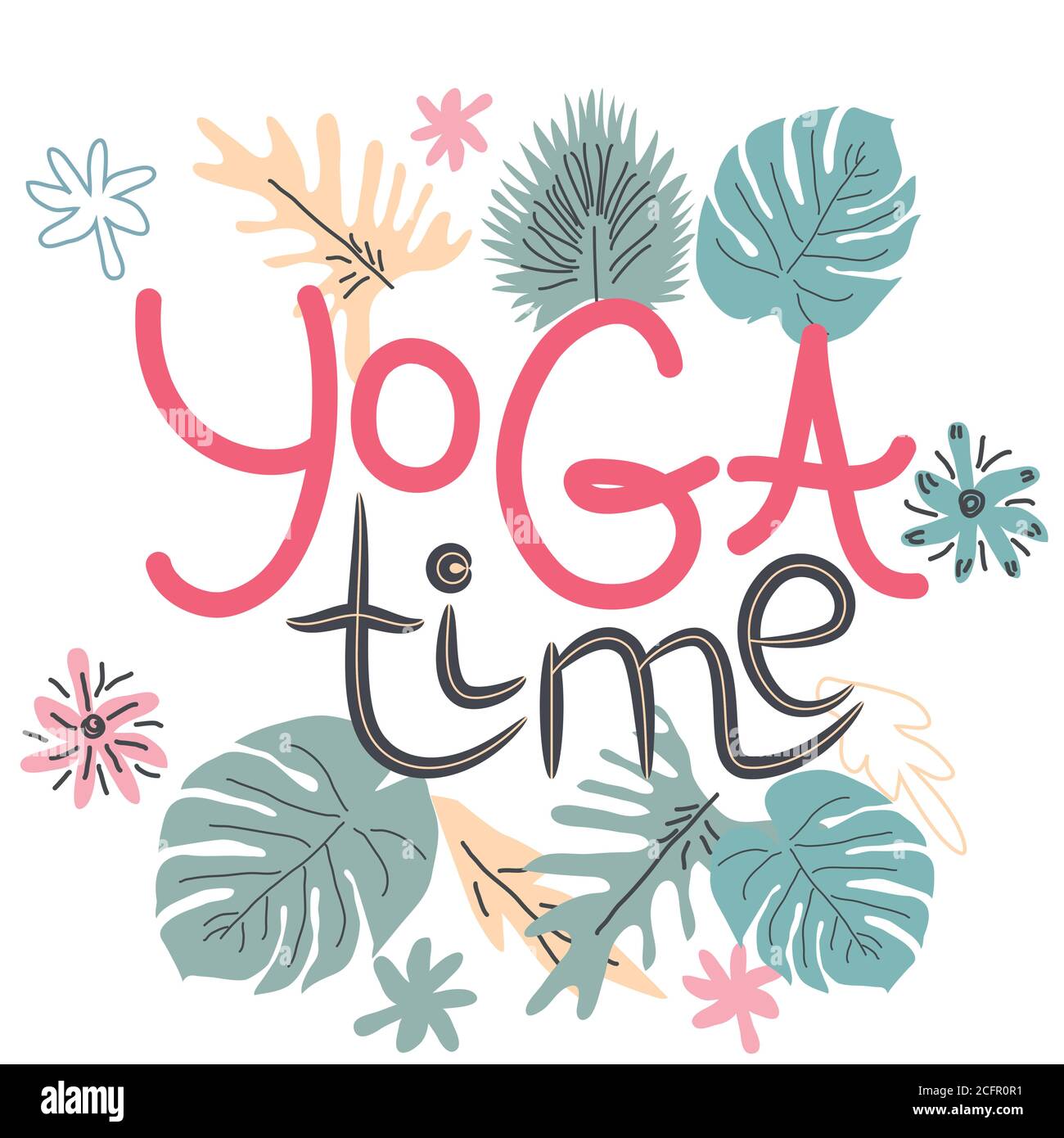 yoga time inscription, quote about yoga of life, hand lettering phrase ...