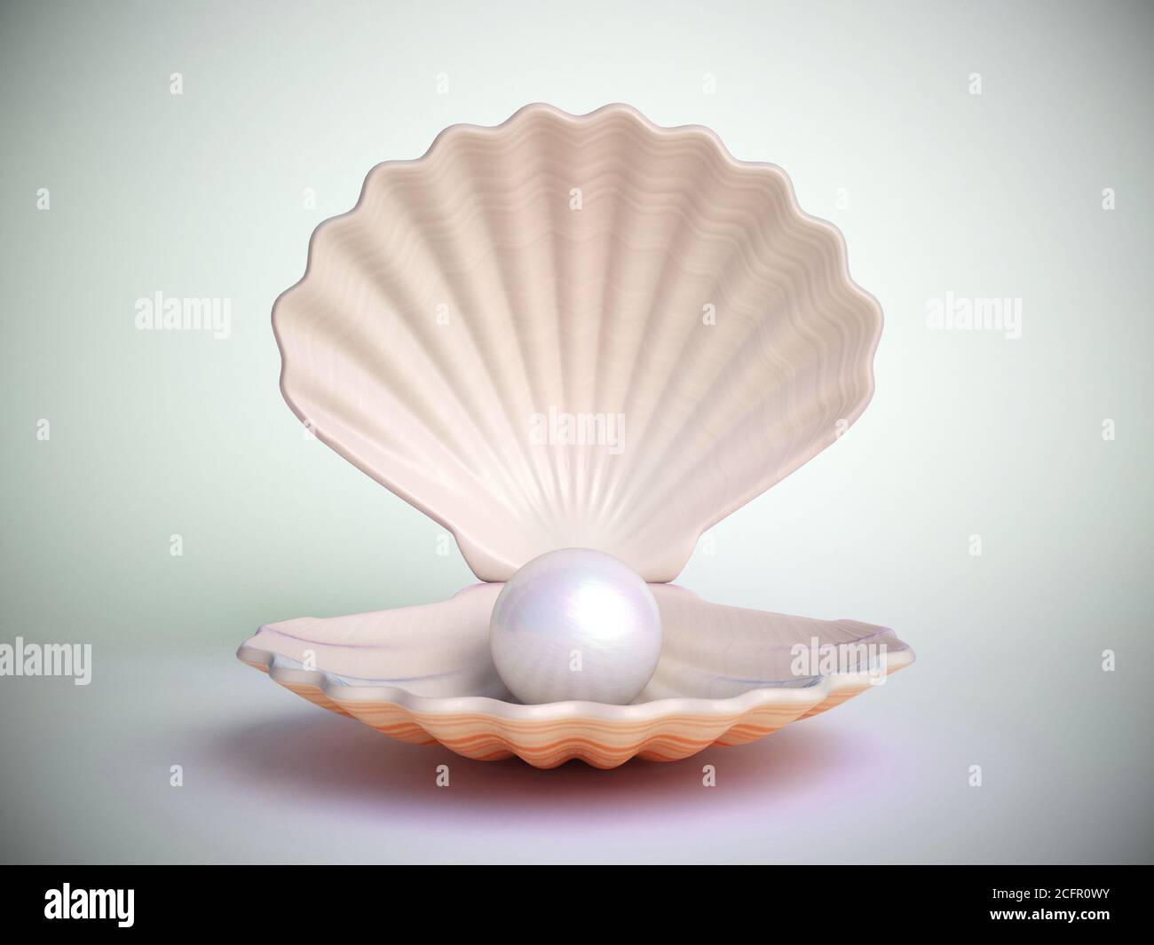 Pearl inside seashell 3d rendering Stock Photo - Alamy