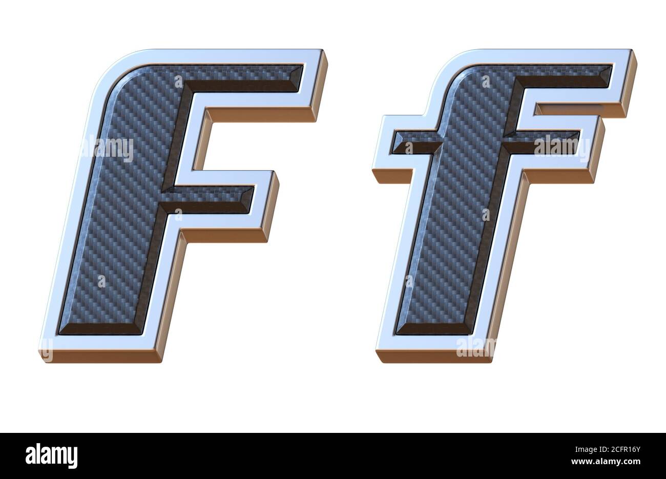 Carbon fiber and metallic font, 3d rendering, letter F Stock Photo - Alamy