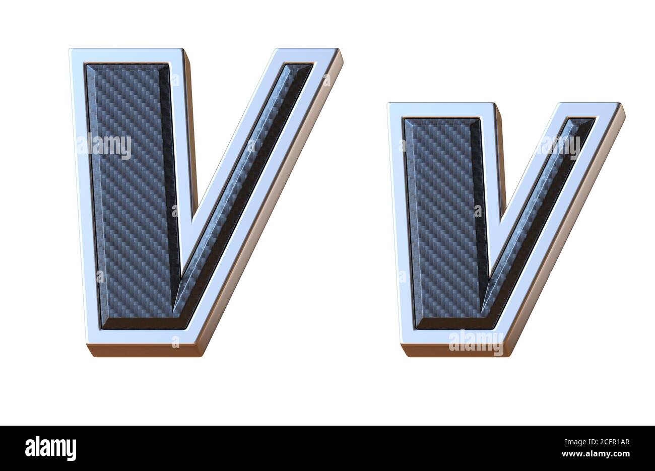 Carbon fiber and metallic font, 3d rendering, letter V Stock Photo - Alamy