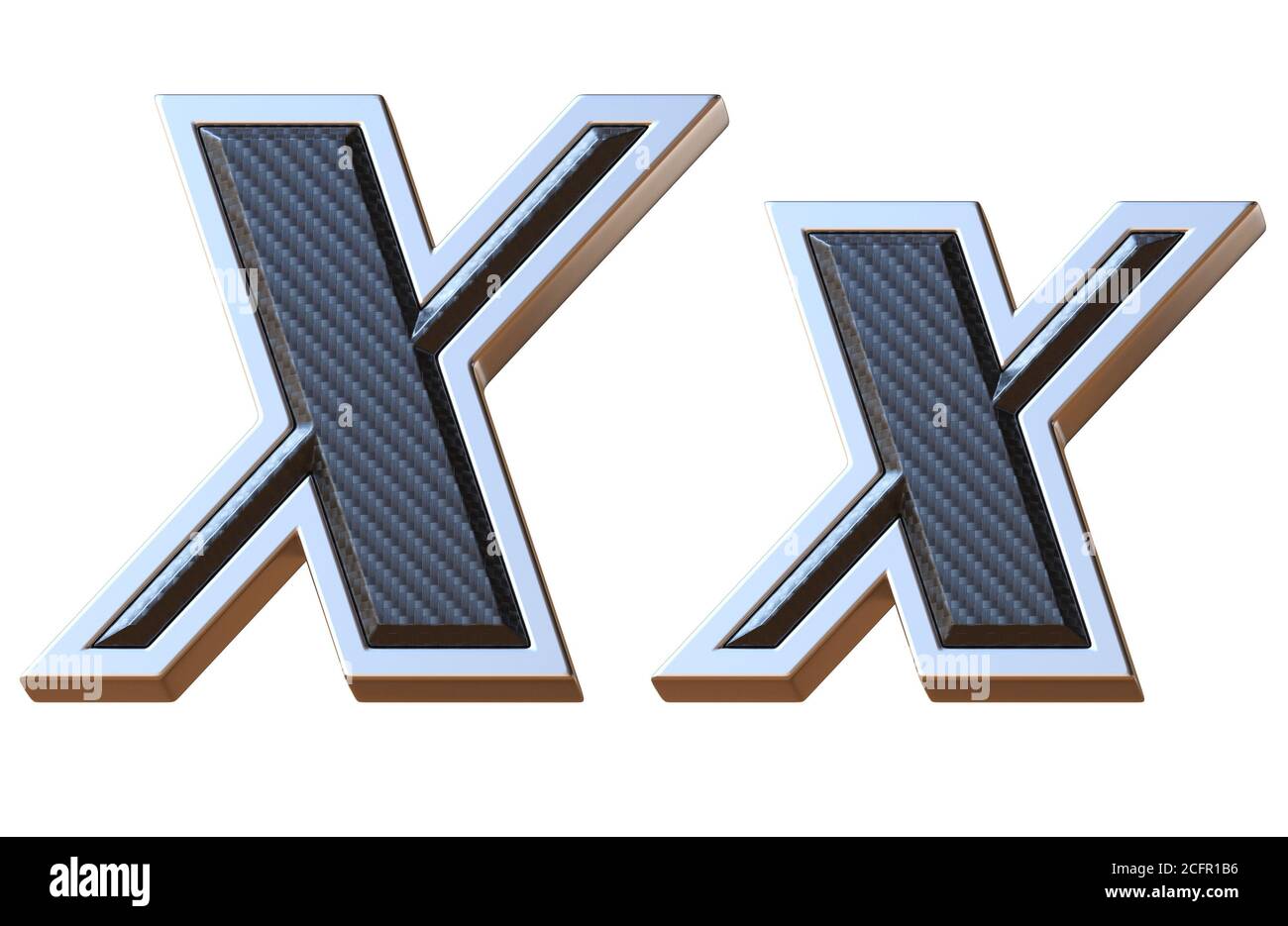 Carbon fiber and metallic font, 3d rendering, letter X Stock Photo - Alamy