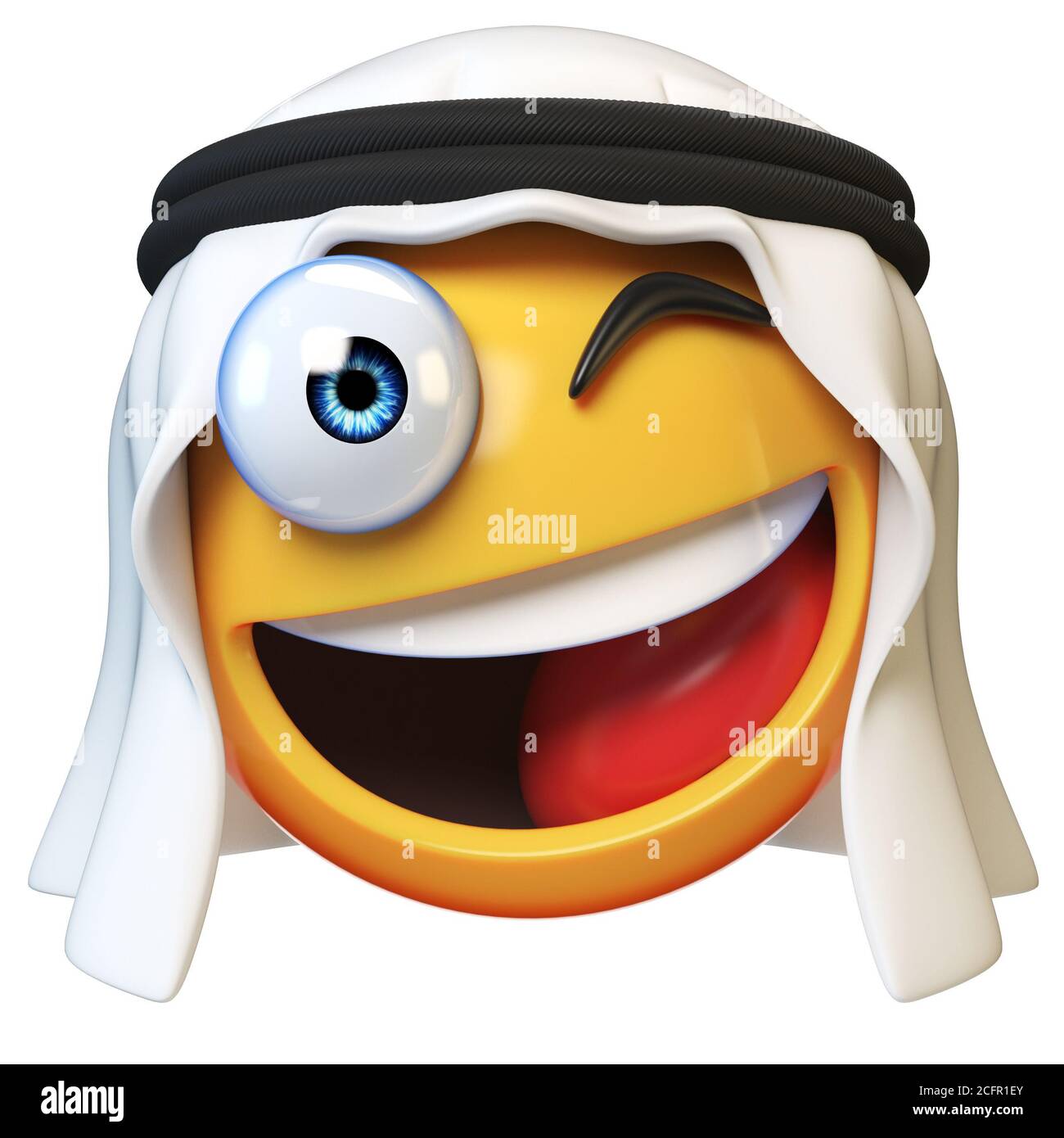 Winking Arab emoji isolated on white background, smiling Arabian ...