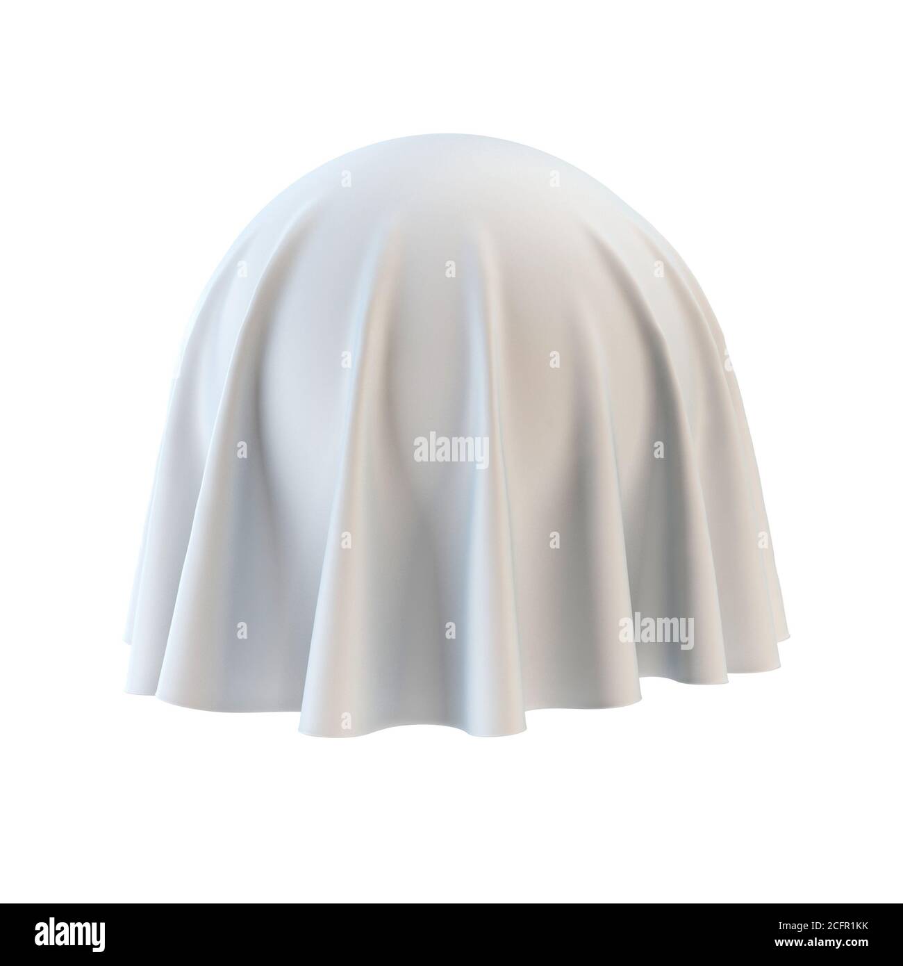 Drapery, white sheet covering spherical shape isolated on white ...