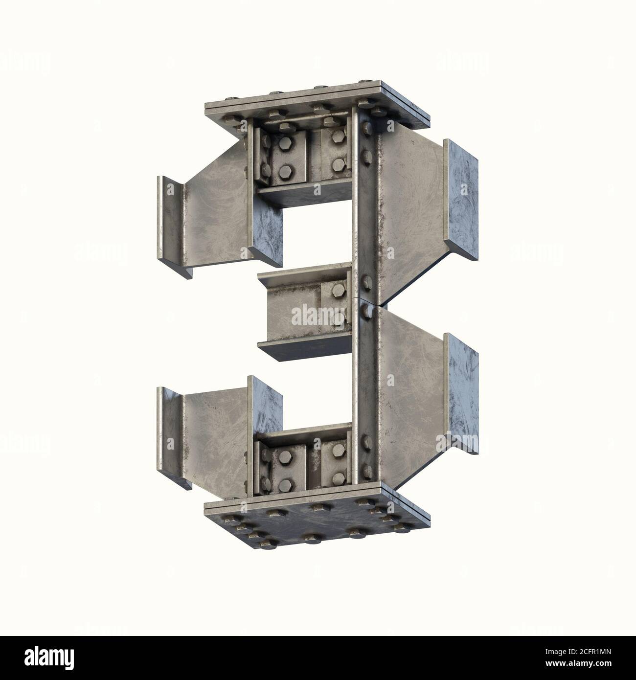 Steel beam font 3d rendering number 3 Stock Photo - Alamy