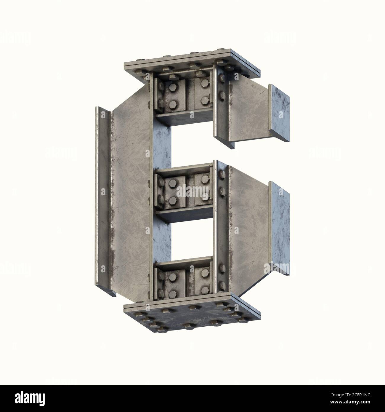 Steel beam font 3d rendering number 6 Stock Photo - Alamy