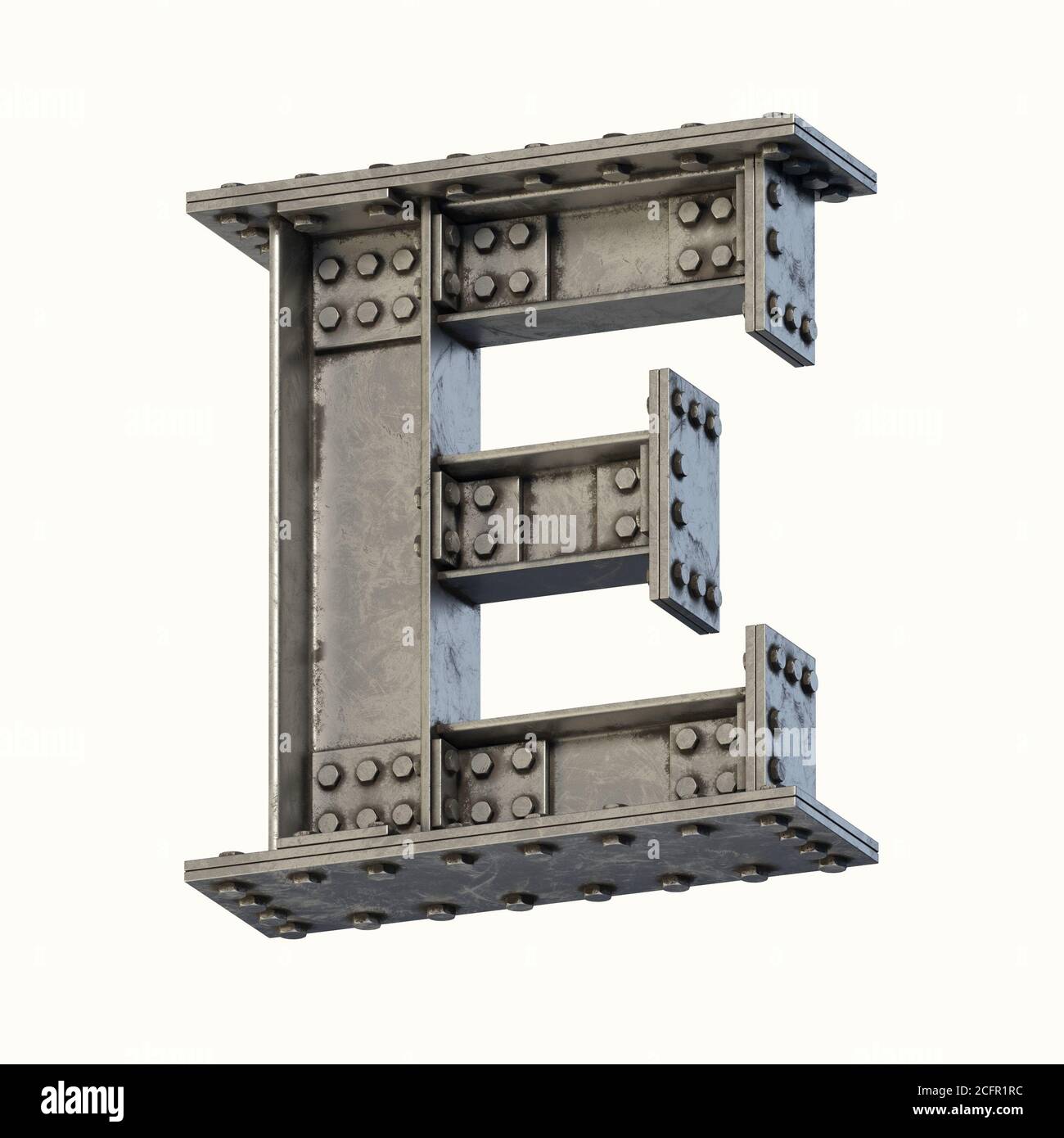 Steel beam font 3d rendering letter E Stock Photo - Alamy