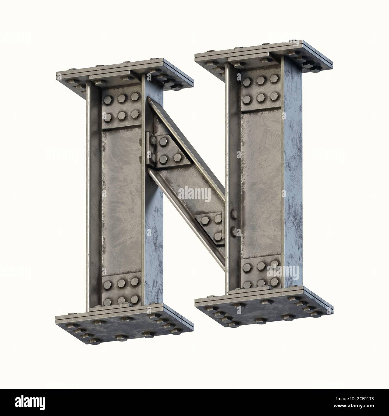 Steel beam font 3d rendering letter N Stock Photo - Alamy
