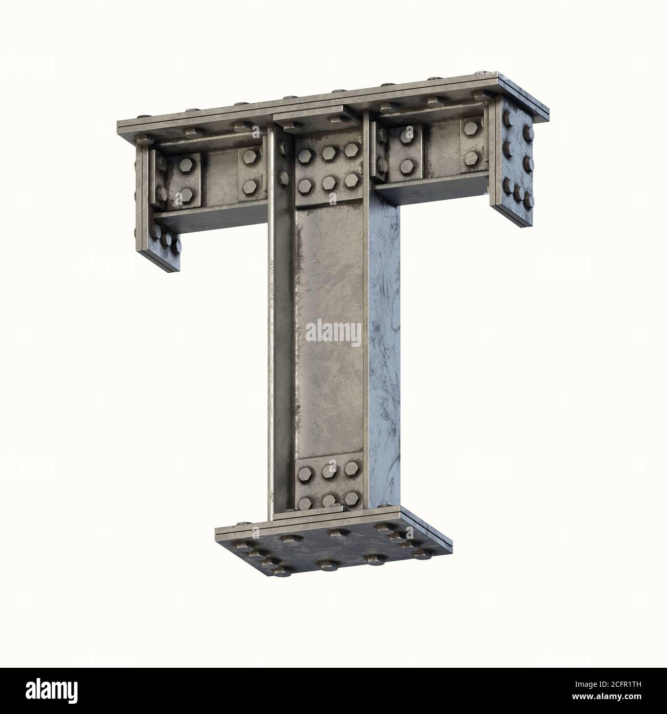 Steel beam font 3d rendering letter T Stock Photo - Alamy