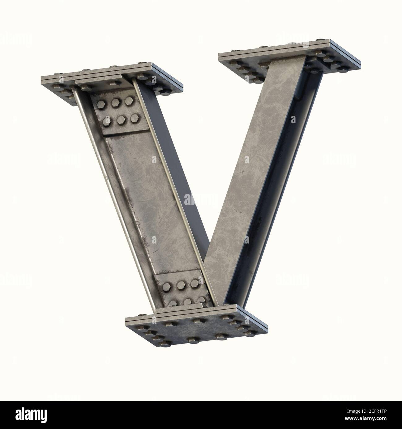 Steel beam font 3d rendering letter V Stock Photo - Alamy