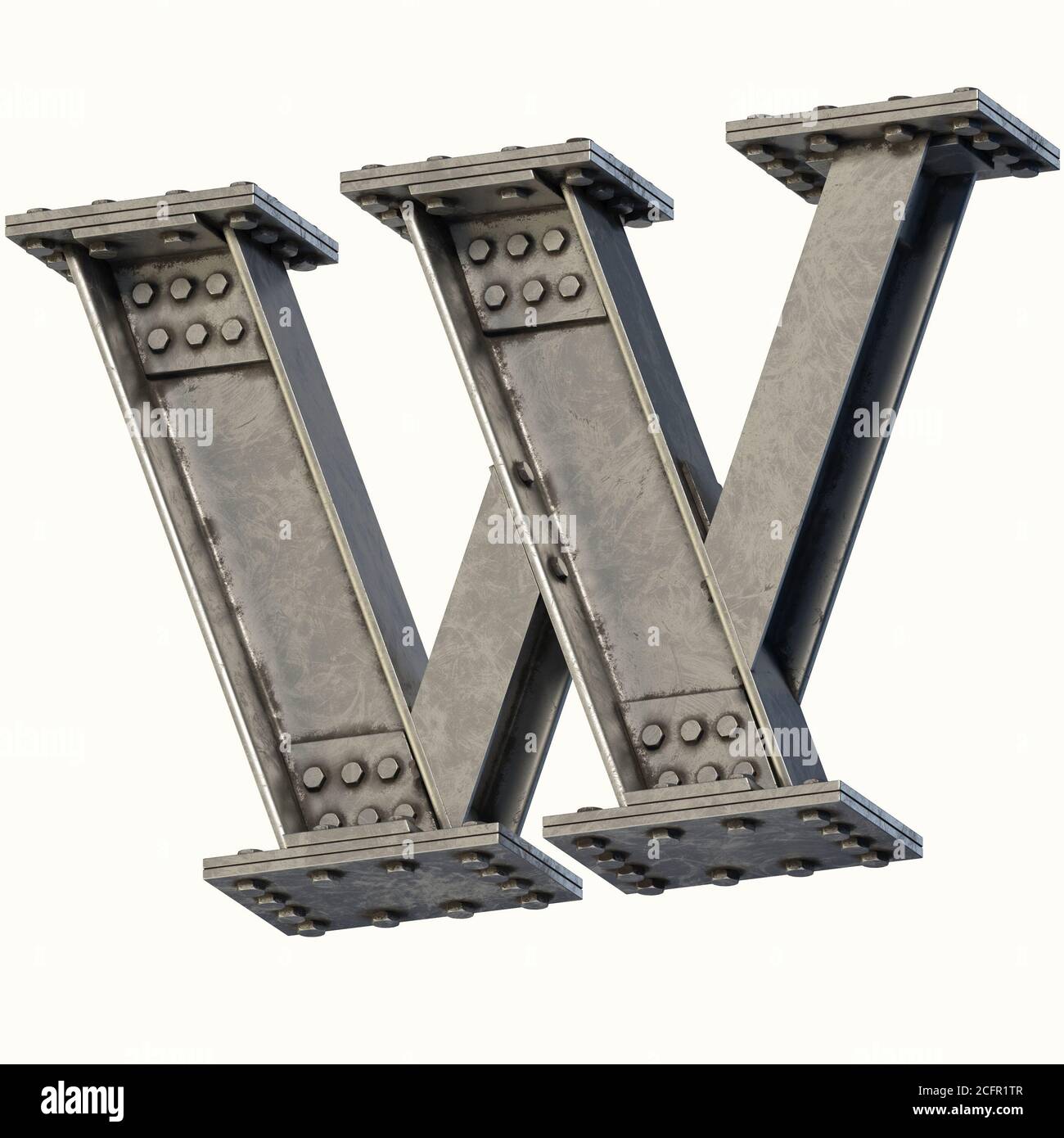 Steel beam font 3d rendering letter W Stock Photo - Alamy