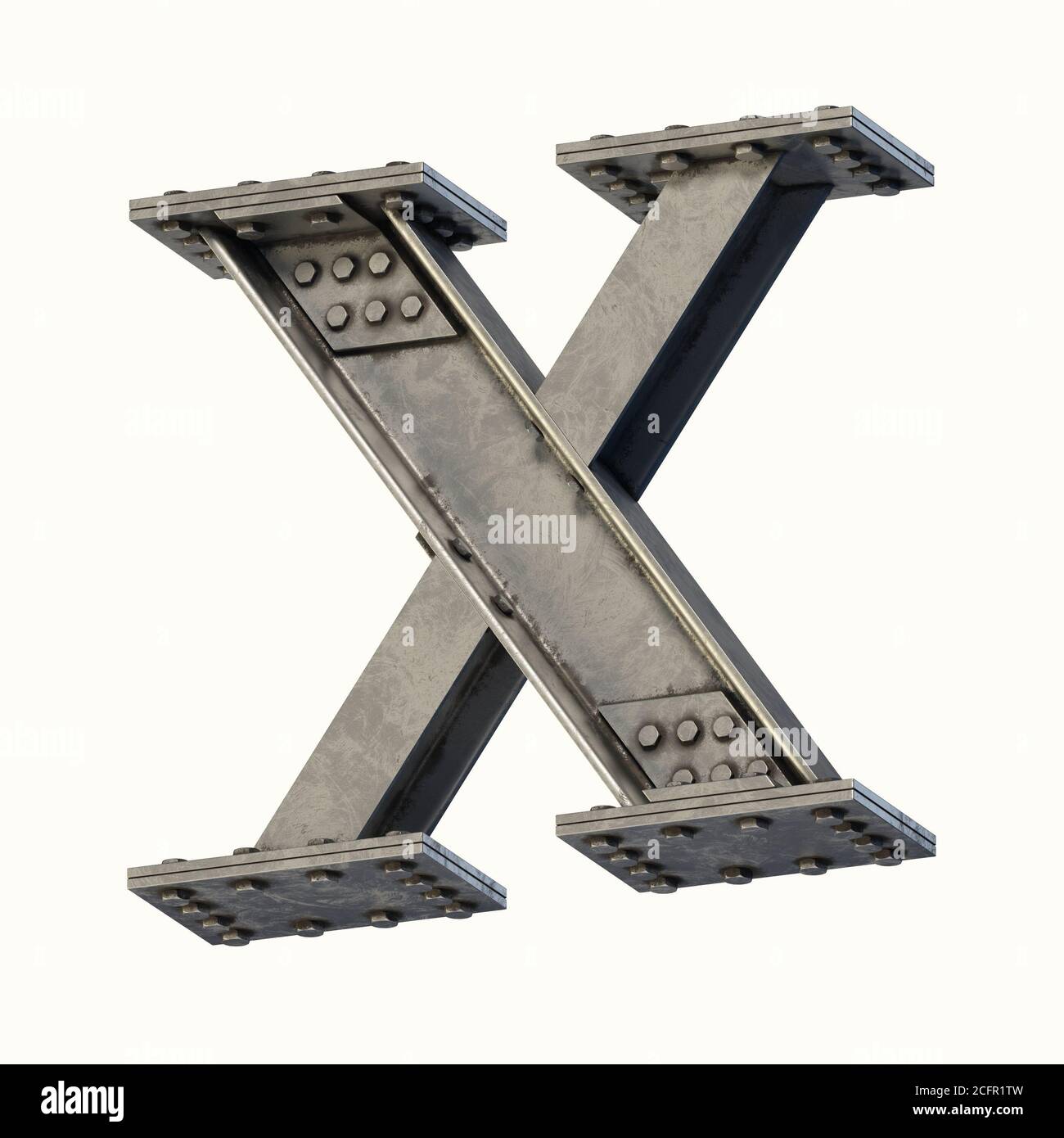 Steel beam font 3d rendering letter X Stock Photo - Alamy