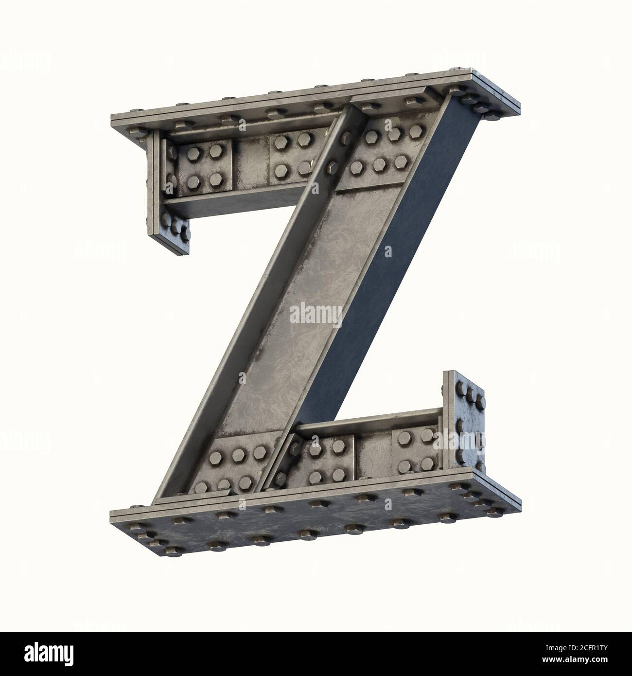 Steel beam font 3d rendering letter Z Stock Photo - Alamy