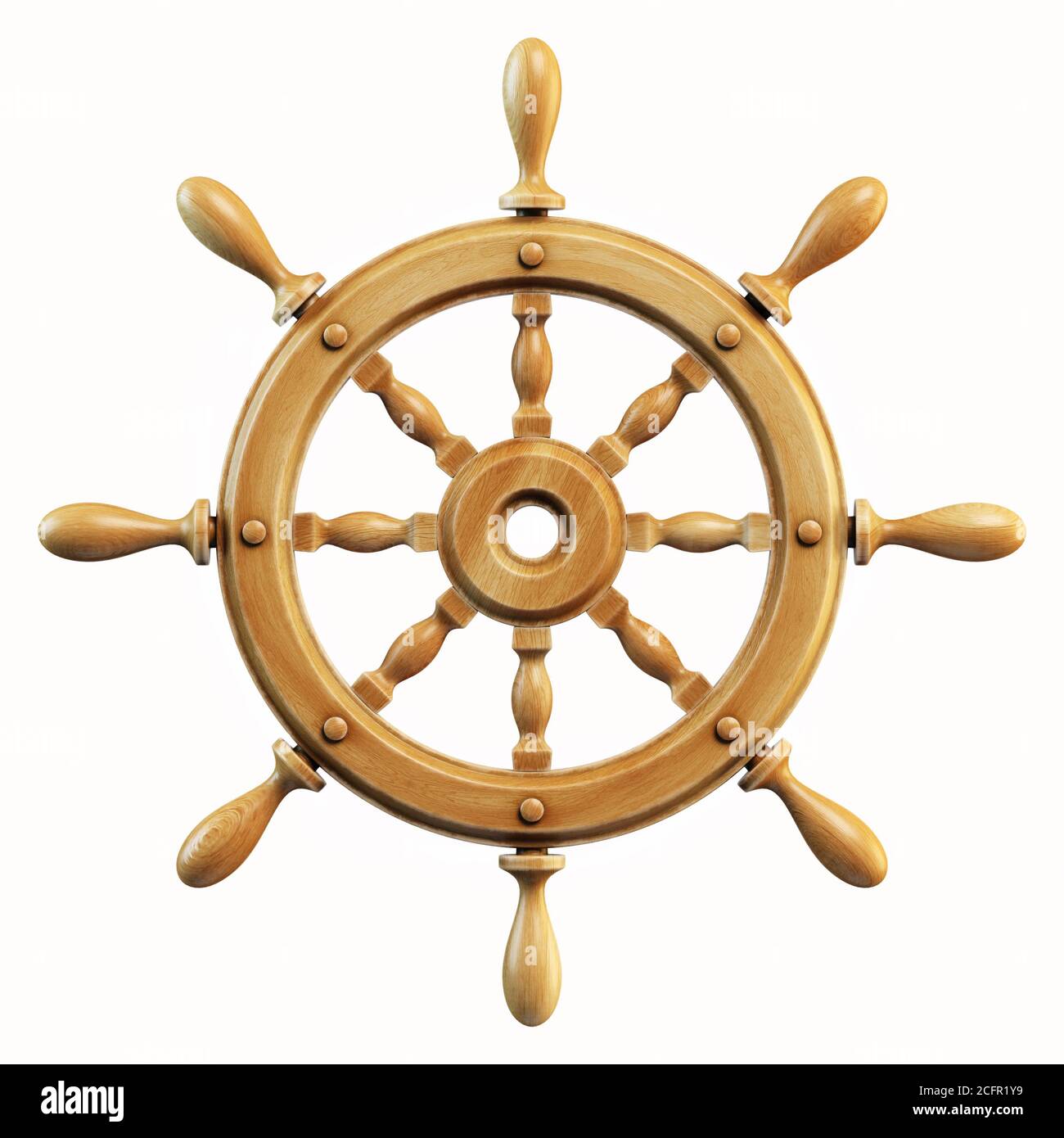 Ship wheel isolated on white background 3d rendering Stock Photo - Alamy