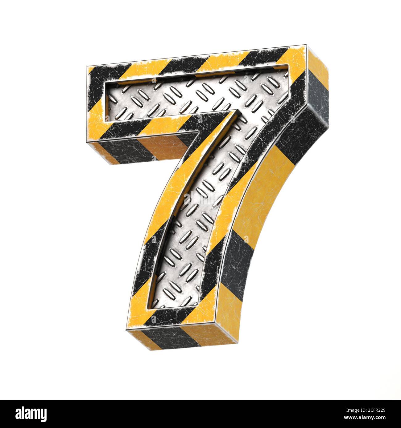 Industrial black and yellow striped metallic font, 3d rendering, number 7 Stock Photo - Alamy