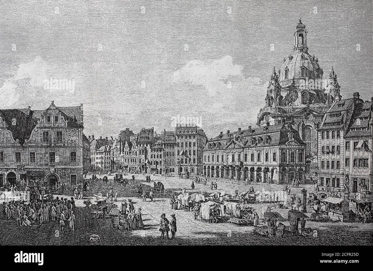 The new market to Dresden, Germany, ca 1750, with the main station, the ...