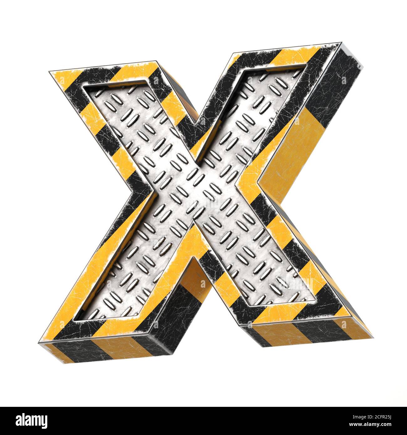 Industrial black and yellow striped metallic font, 3d rendering, letter X Stock Photo - Alamy