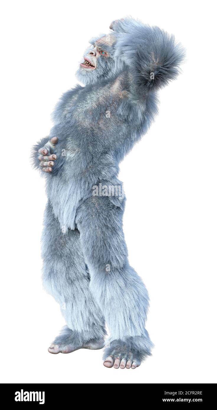 3D rendering of a fantasy creature yeti isolated on white background ...