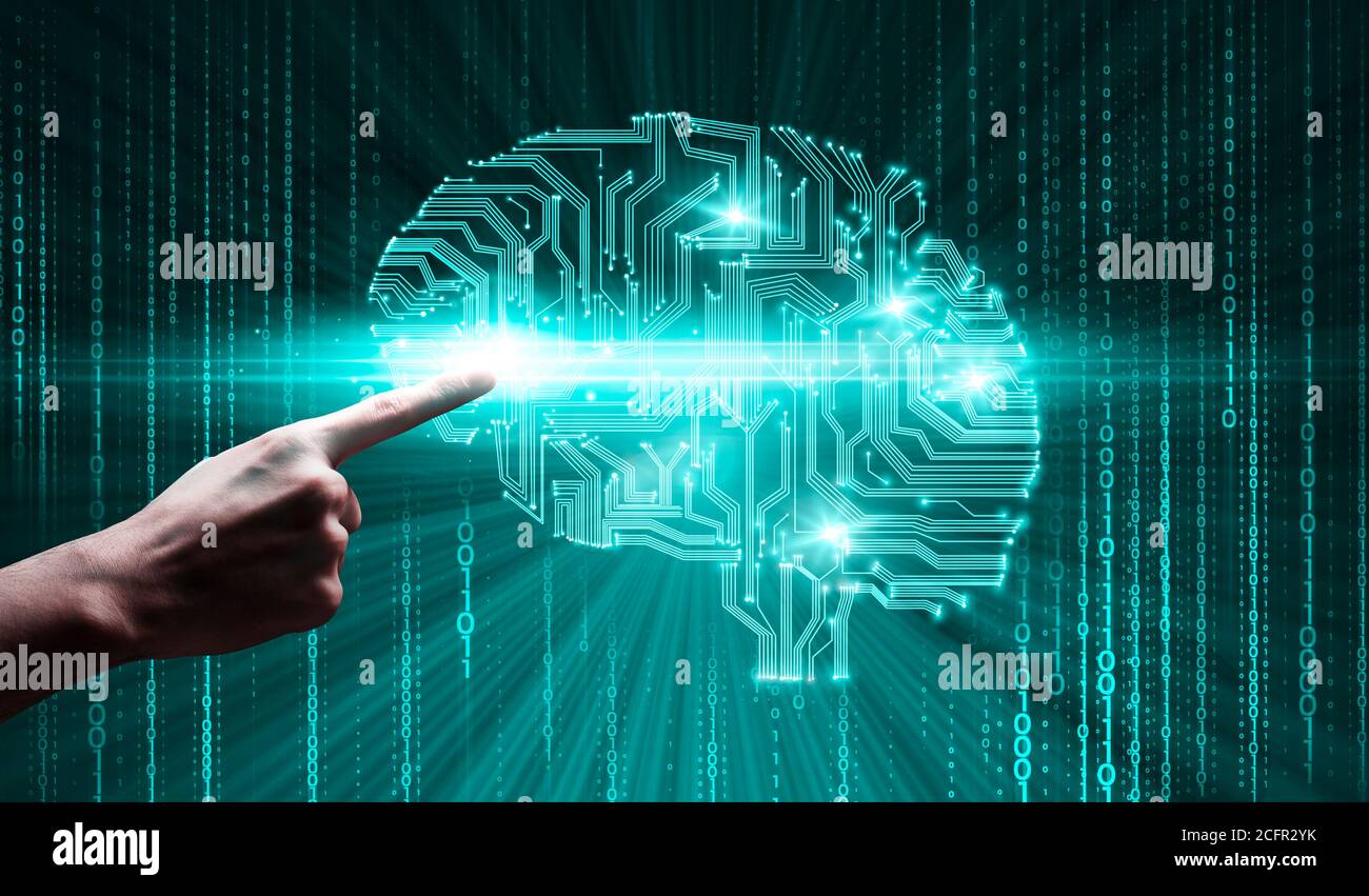 Holding brain hologram human hand hi-res stock photography and images ...