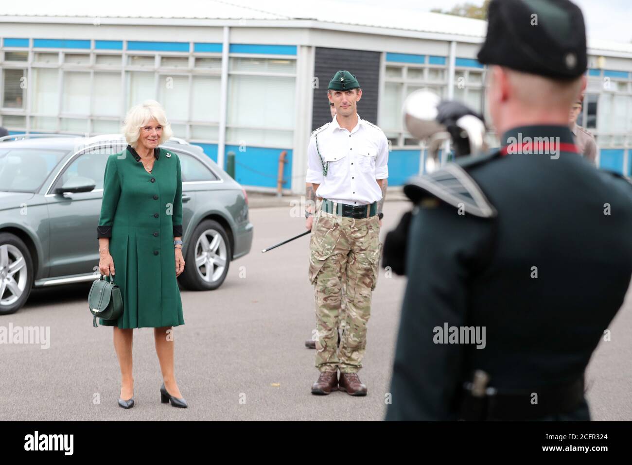 The Duchess of Cornwall arrives at Beachley Barracks, Chepstow, during ...