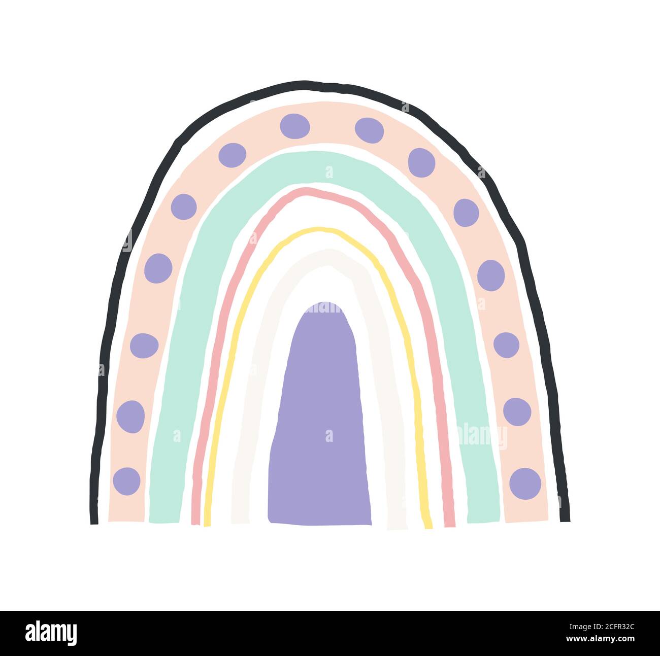 Cute childish illustration with abstract full color rainbow. Striped ...