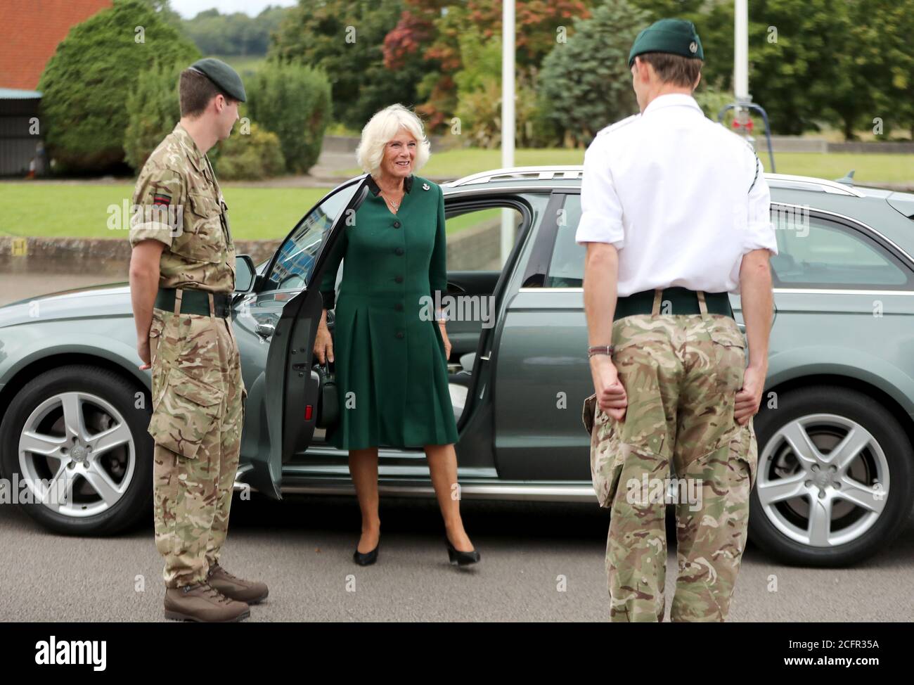 The Duchess of Cornwall arrives at Beachley Barracks, Chepstow, during ...