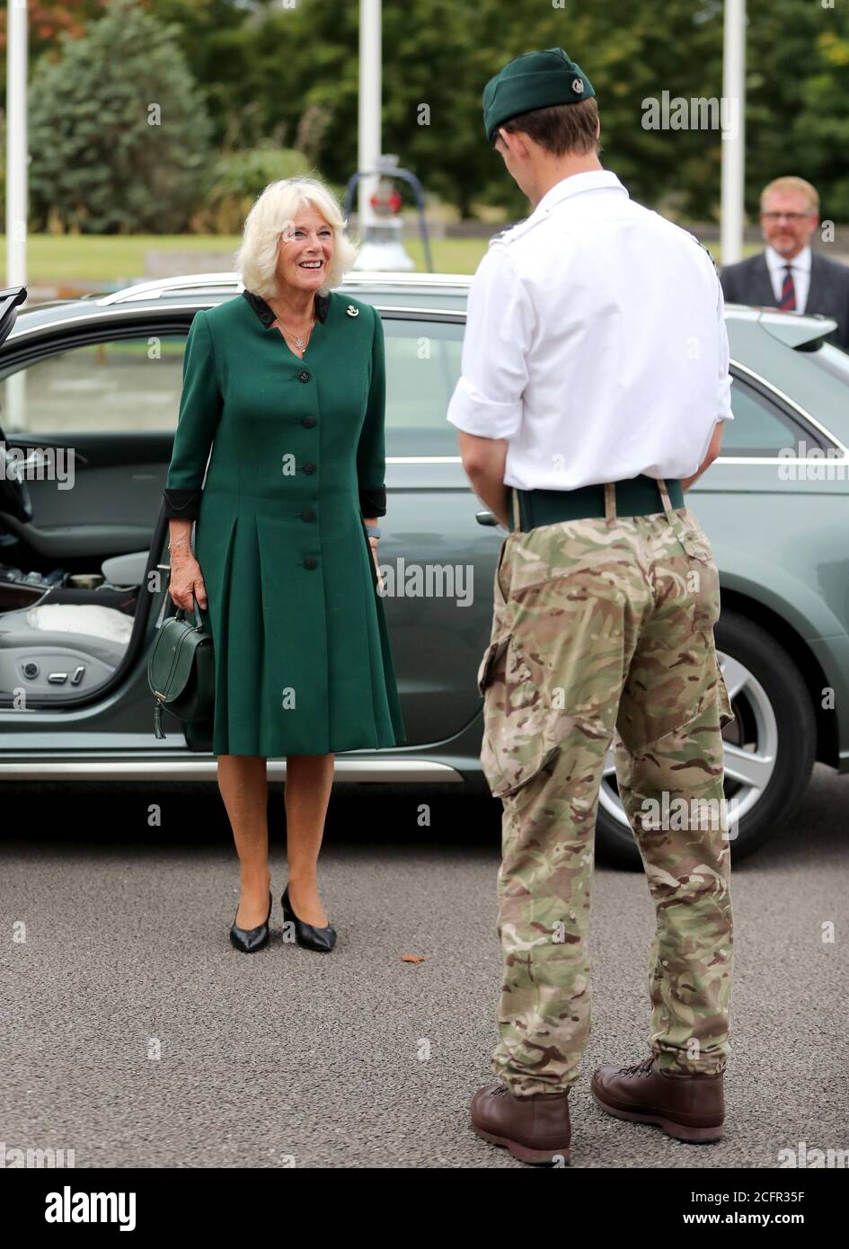 The Duchess of Cornwall arrives at Beachley Barracks, Chepstow, during ...