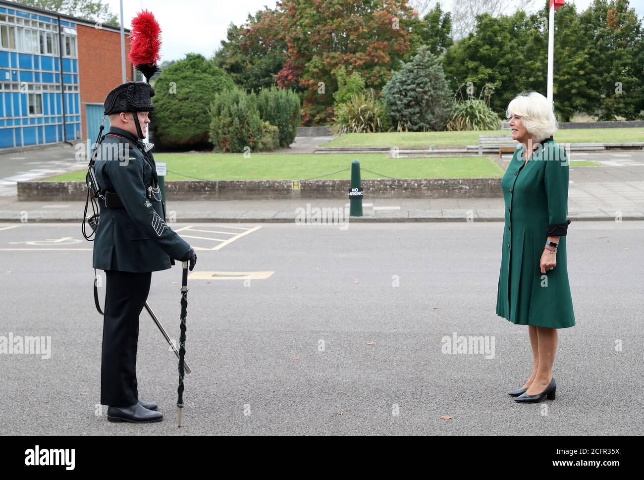 The Duchess of Cornwall arrives at Beachley Barracks, Chepstow, during ...