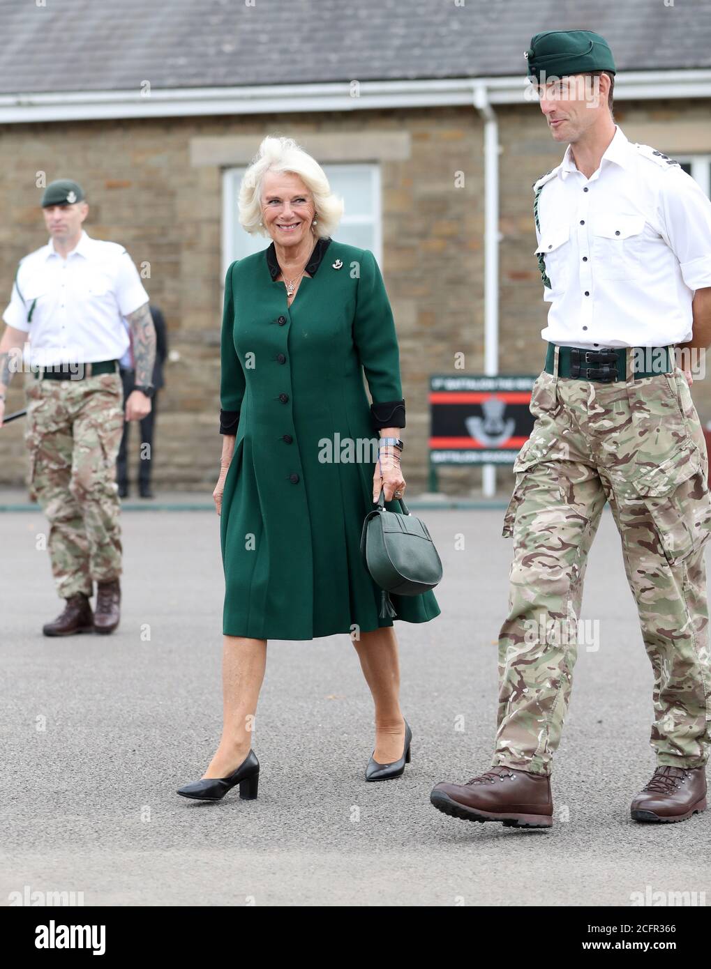 The Duchess of Cornwall arrives at Beachley Barracks, Chepstow, during ...