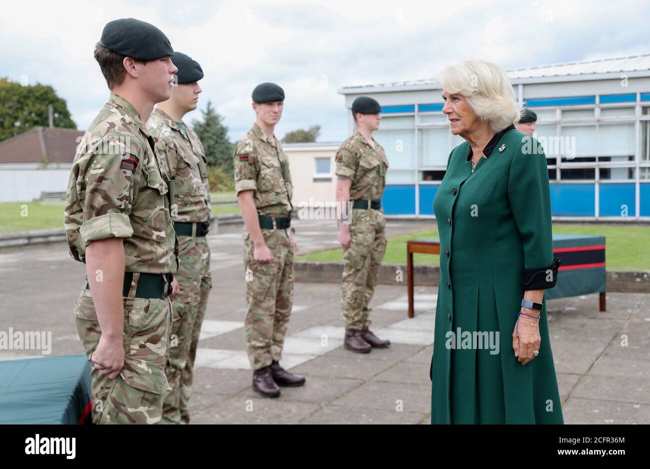 The Duchess of Cornwall speaking with Riflemen, who are currently ...