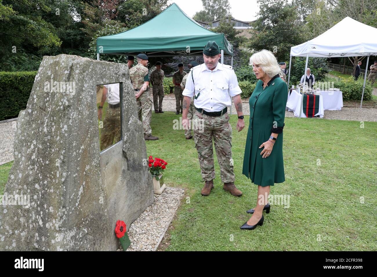 The Duchess of Cornwall is shown the Roll of Honour, at Beachley ...
