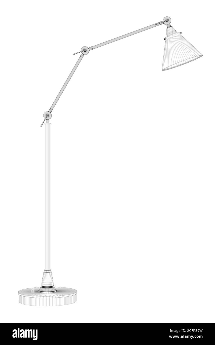 Table lamp wireframe made of black lines isolated on white background ...