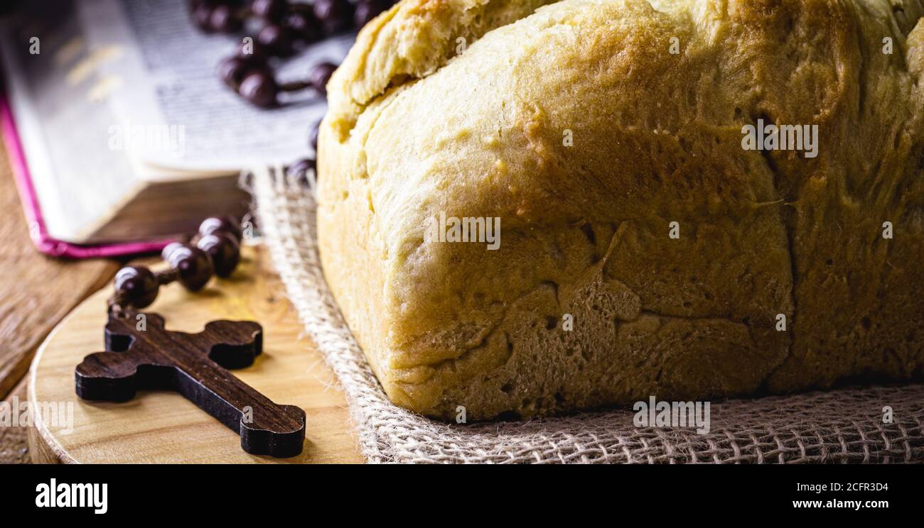 homemade bread made in the Easter and Eucharist period, called Christ ...