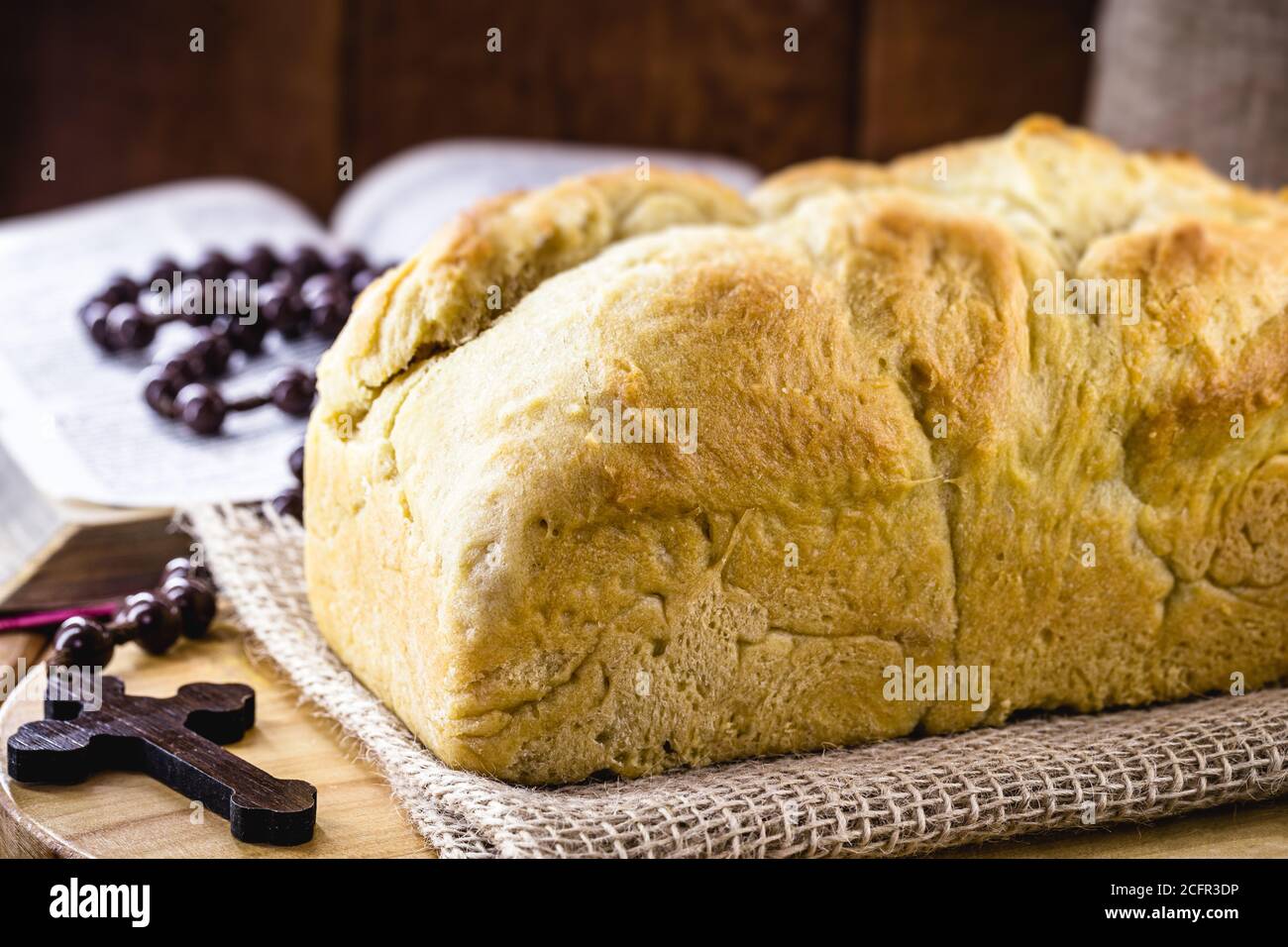 homemade bread made in the Easter and Eucharist period, called Christ ...