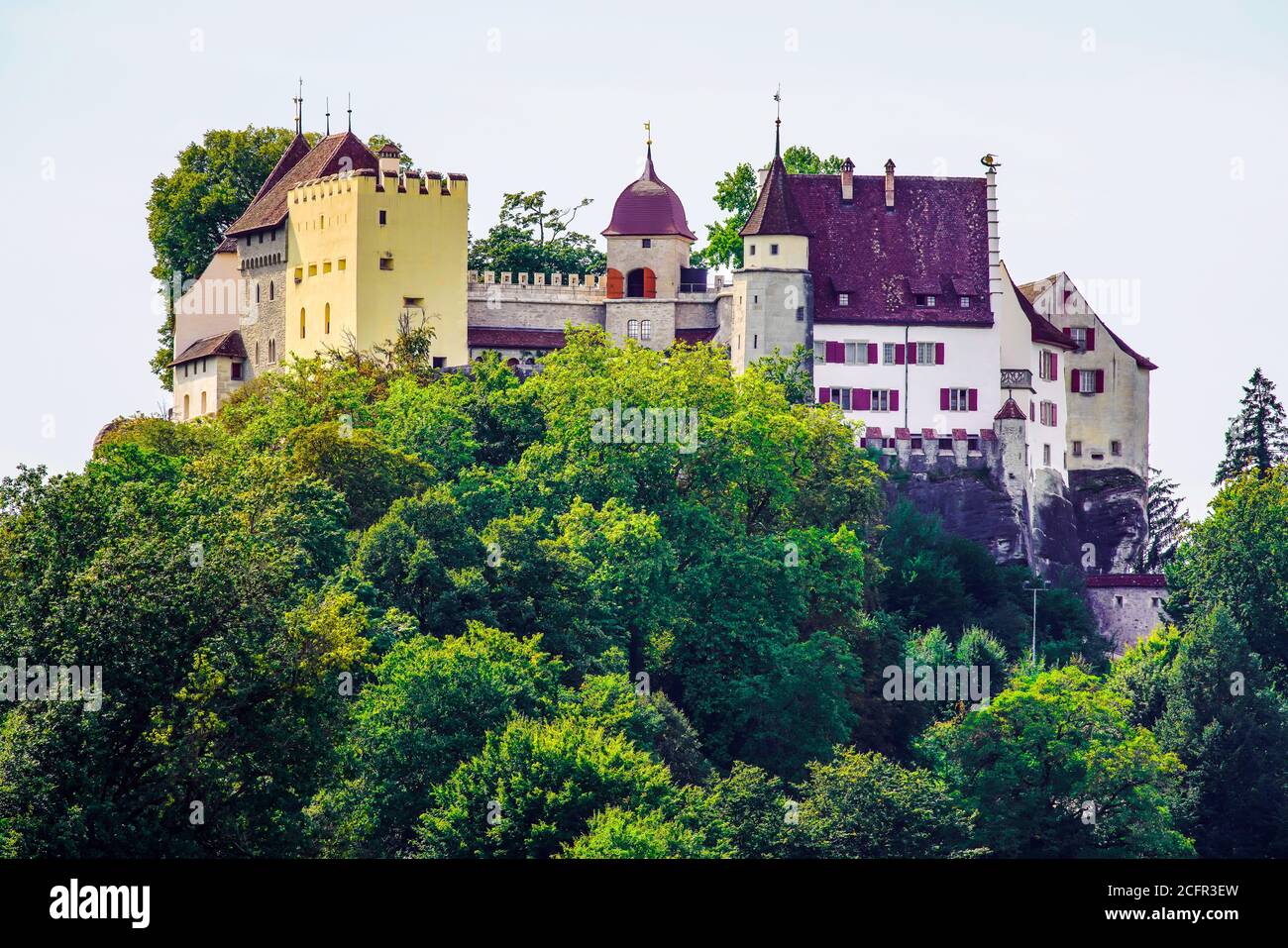 Panoramic view of the Lenzburg castle, located above the Lenzburg Old ...