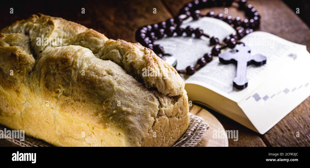 homemade bread made in the Easter and Eucharist period, called Christ ...