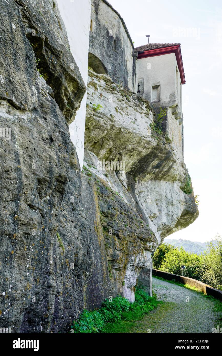 View of the Lenzburg castle, located above the Lenzburg Old Town in the ...