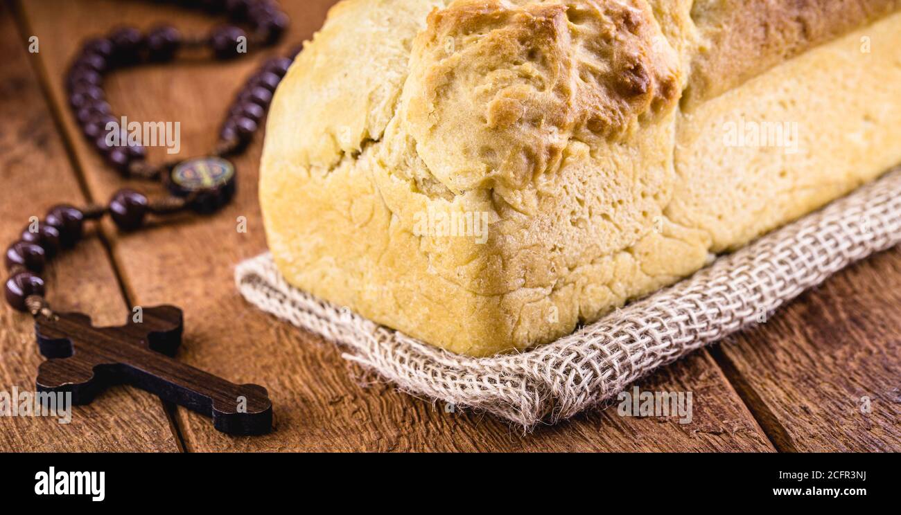 homemade bread made in the Easter and Eucharist period, called Christ ...