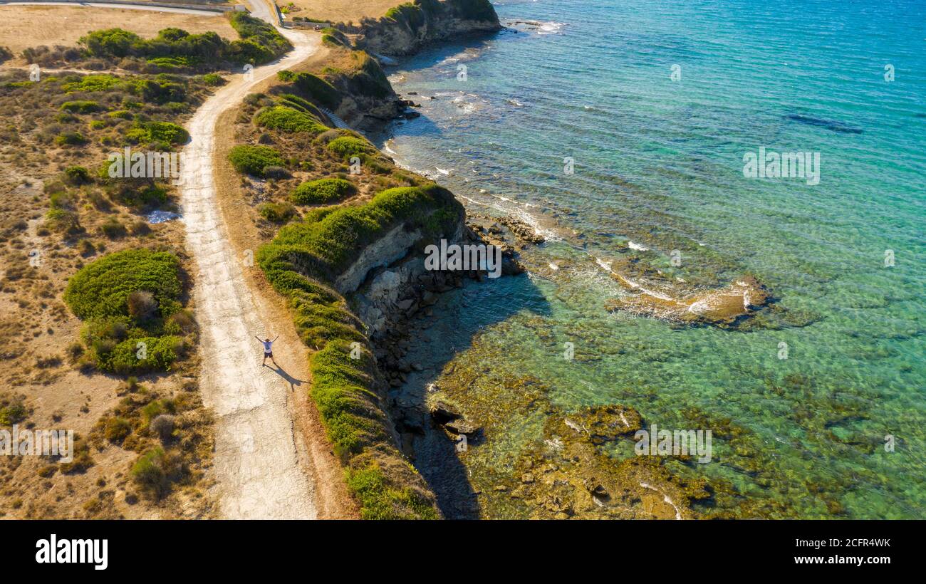 Aerial view of Katragaki beach, Tragaki, Zakynthos, Greece Stock Photo ...
