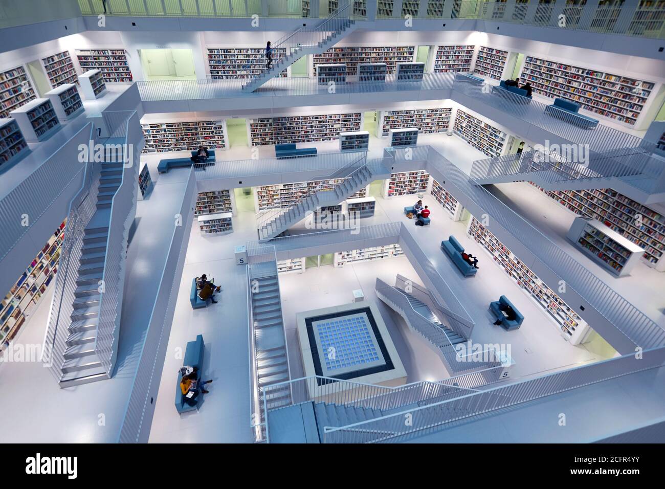 Interior of Stuttgart library (Stadtbiliothek Stuttgart) designed by Yi ...