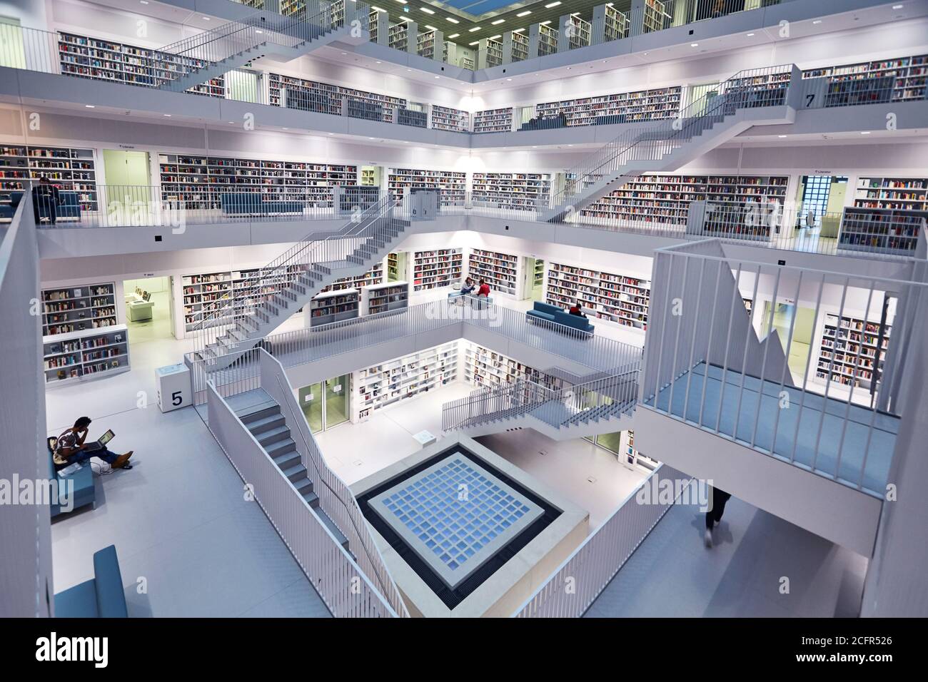 Interior of Stuttgart library (Stadtbiliothek Stuttgart) designed by Yi ...