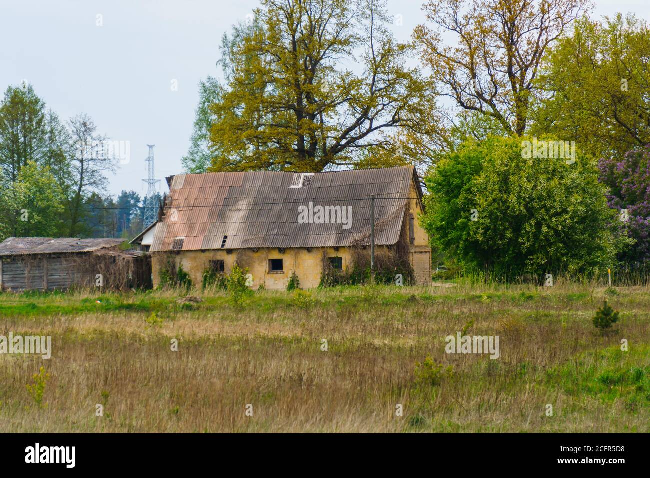 Very old abandoned agricultural buildings of the 19th century in a ...