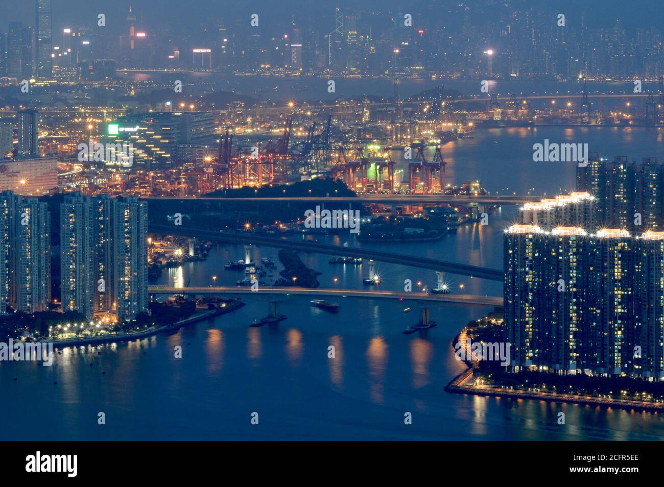 Bridges over Rambler Channel, Hong Kong (Tsuen Wan at left, Tsing Yi at ...