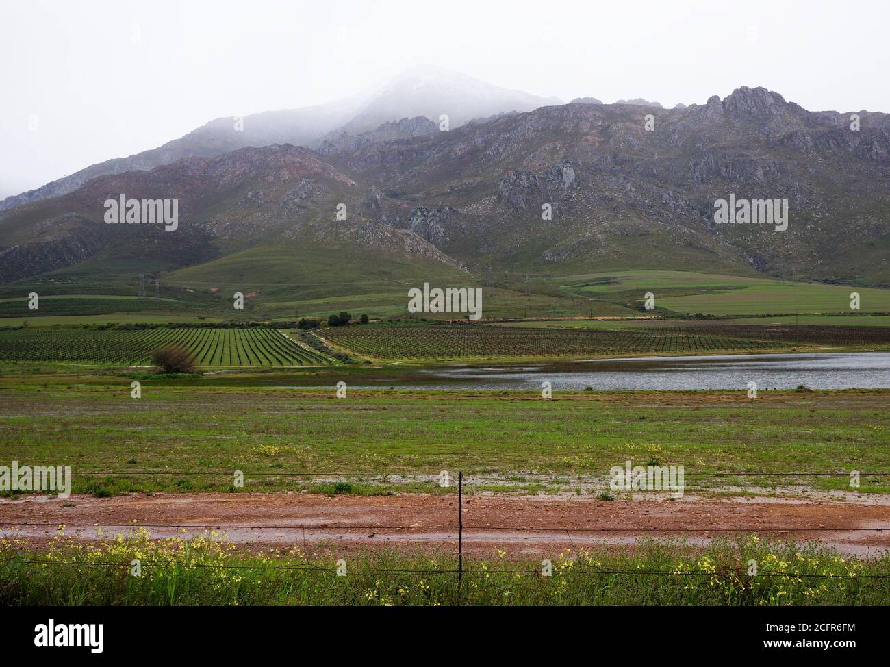 Snow on the mountains between Villiersdorp and Worcester in the Western ...