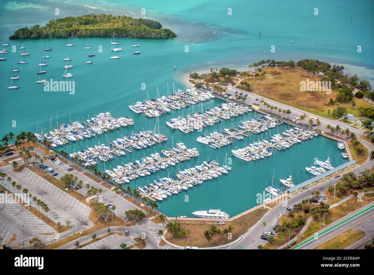 Fisher Island Docked Boats, aerial view. Miami, Florida Stock Photo - Alamy