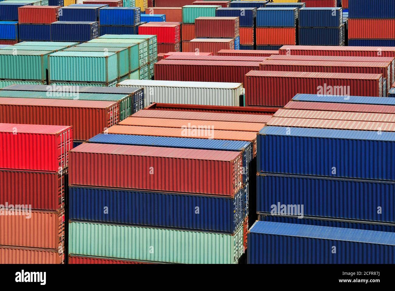 Containers box from cargo freight ship for import export, logistic ...