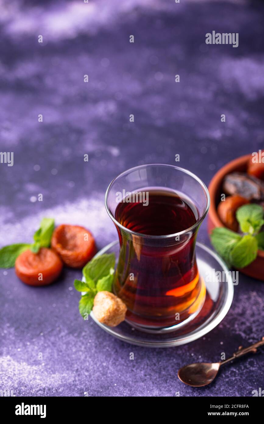 Turkish tea with dried fruits Stock Photo - Alamy