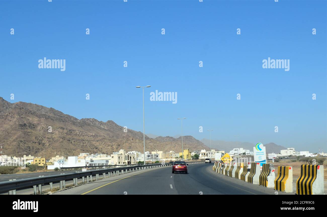 Landscape of Oman highway road travel. Muscat, Oman : 10-09-2020 Stock ...