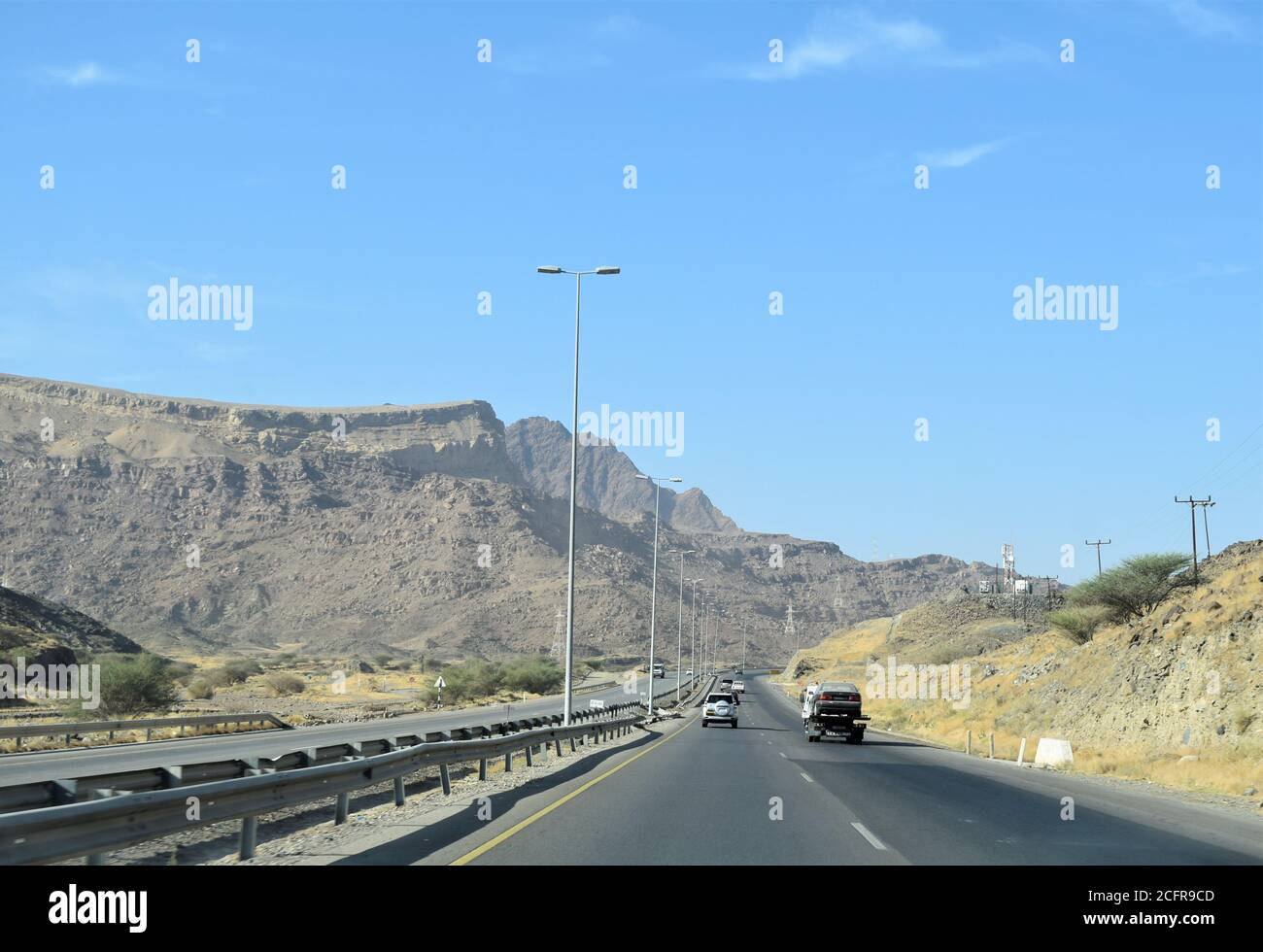 Landscape of Oman highway road travel. Muscat, Oman : 10-09-2020 Stock ...